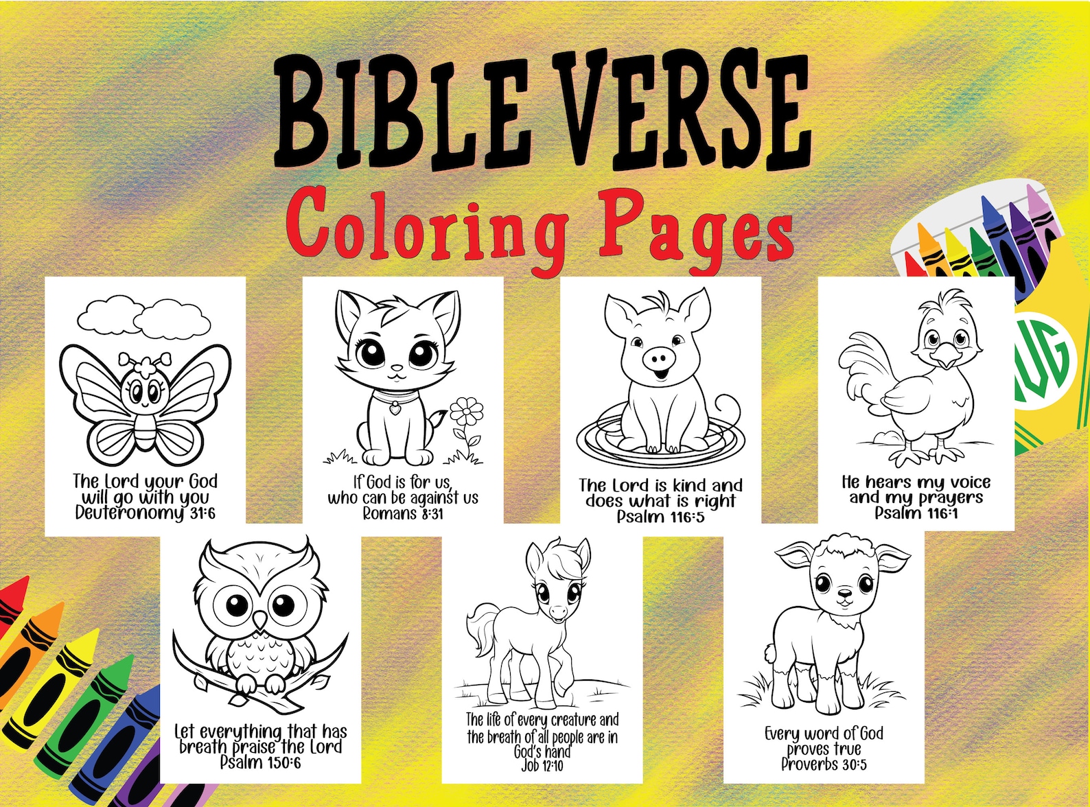 Bible Verse Coloring Pages for Kid Christian Farm Animal Vol 2 Coloring ...