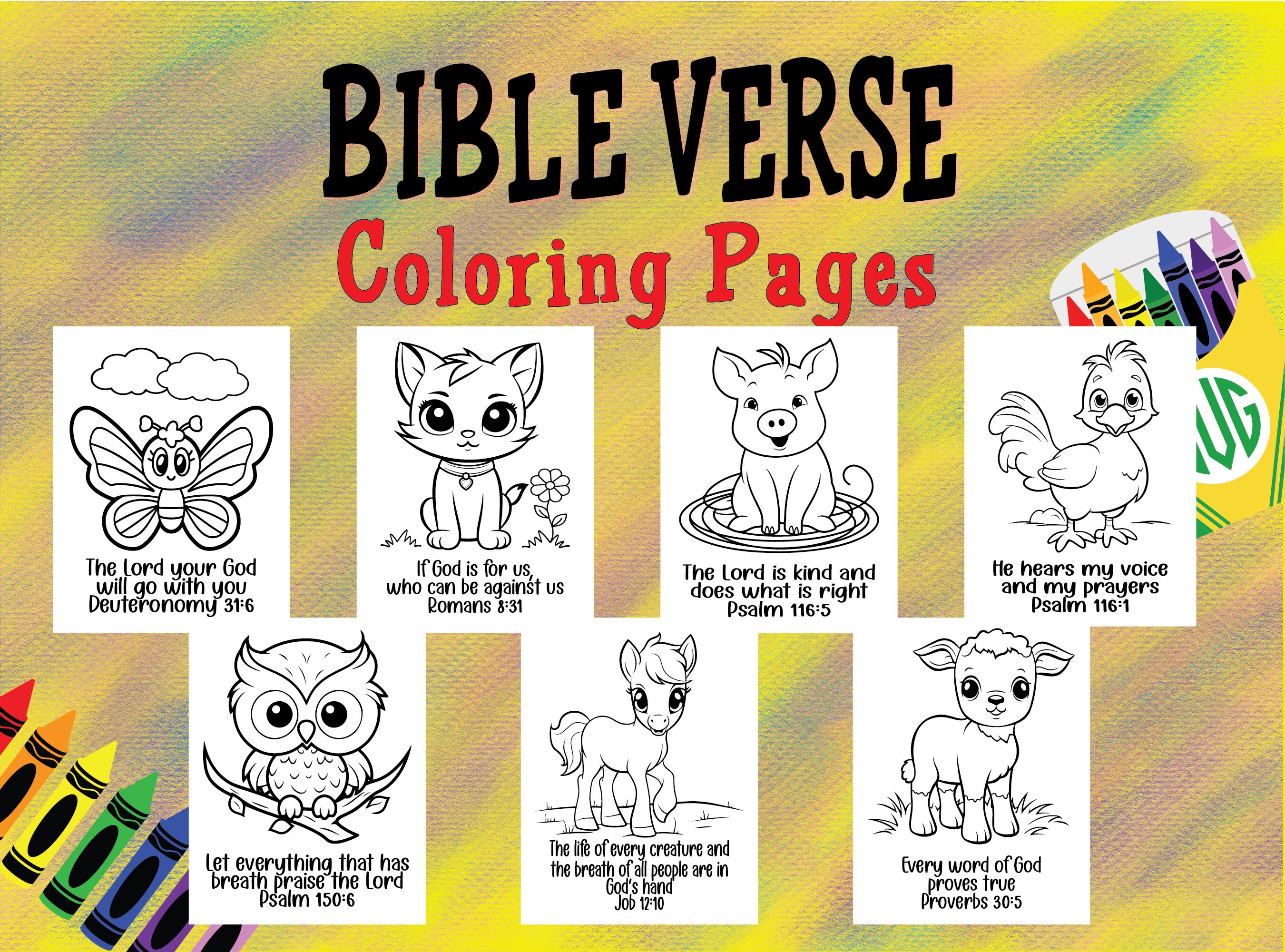 Bible Verse Coloring Pages for Kid Christian Farm Animal Vol 2 Coloring ...