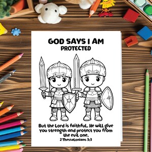 Bible Verse God Says I Am Coloring Pages for Kids Christian Coloring ...