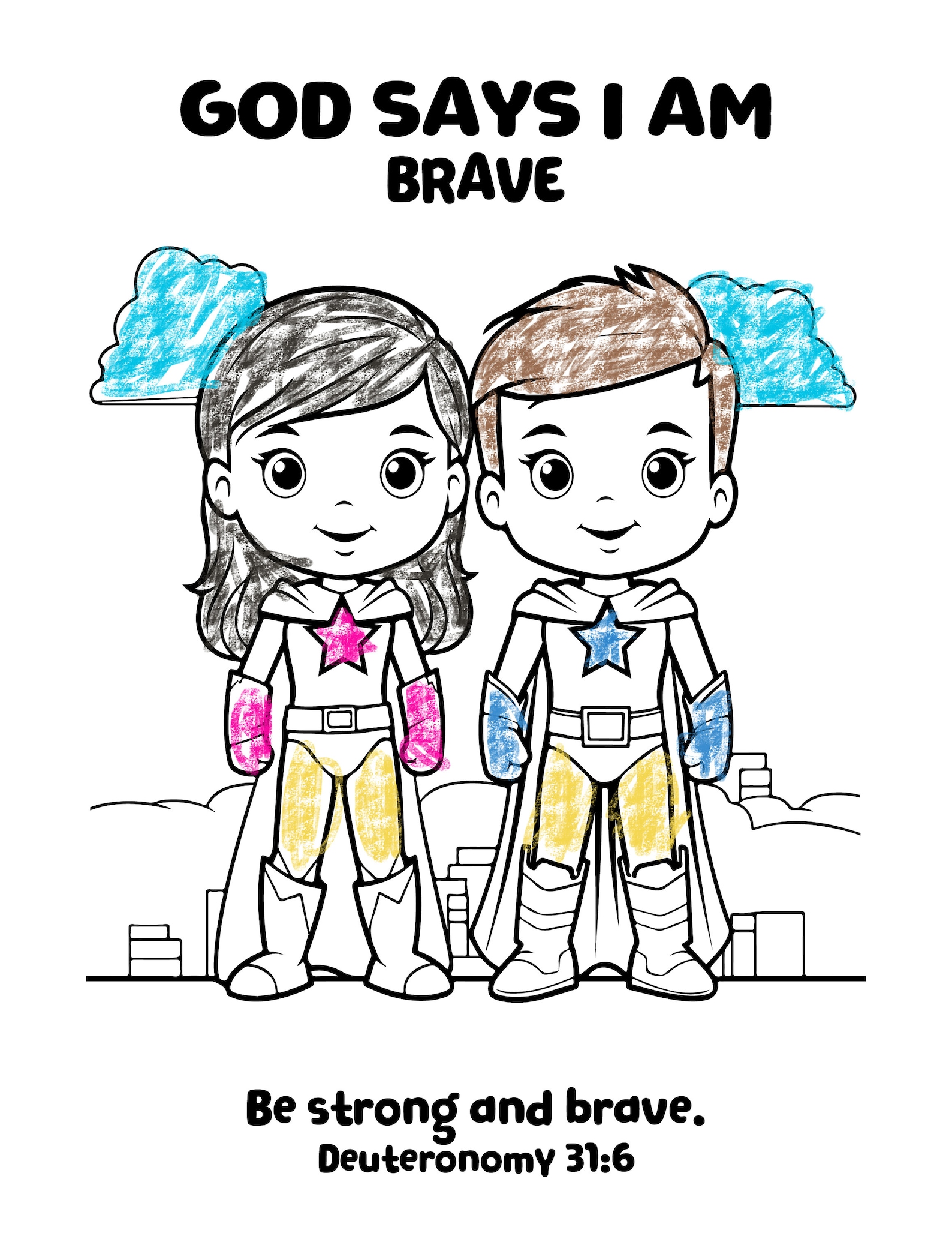 Bible Verse God Says I Am Coloring Pages for Kids Christian Coloring ...