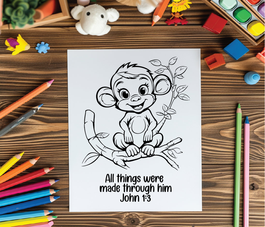 Bible Verse Coloring Pages for Kid Christian Safari Animal Coloring ...