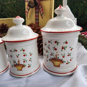 Red Ceramic Apple Canister Set - Etsy