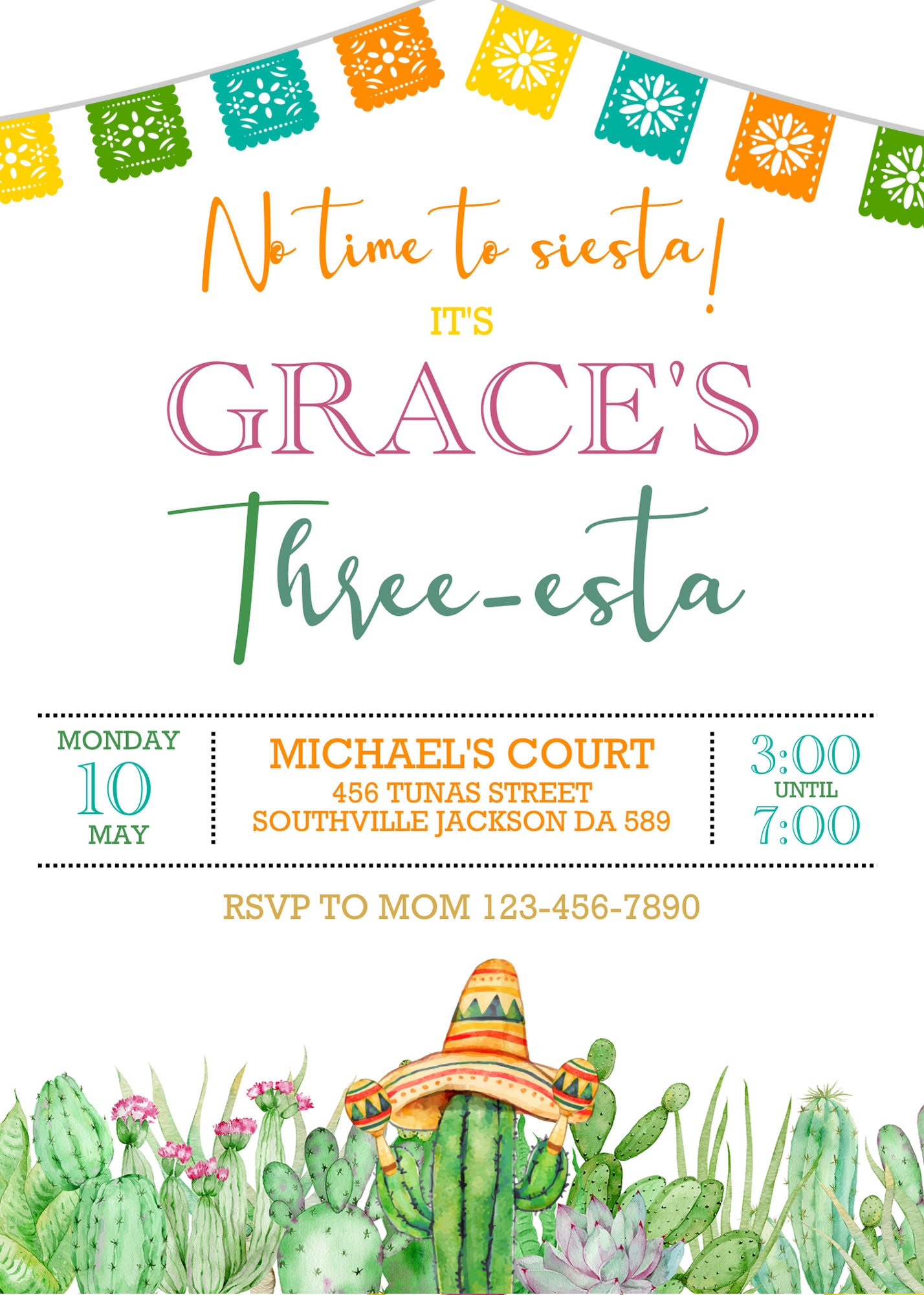 Three Esta Birthday Invite Three Esta Invitation Three-esta - Etsy