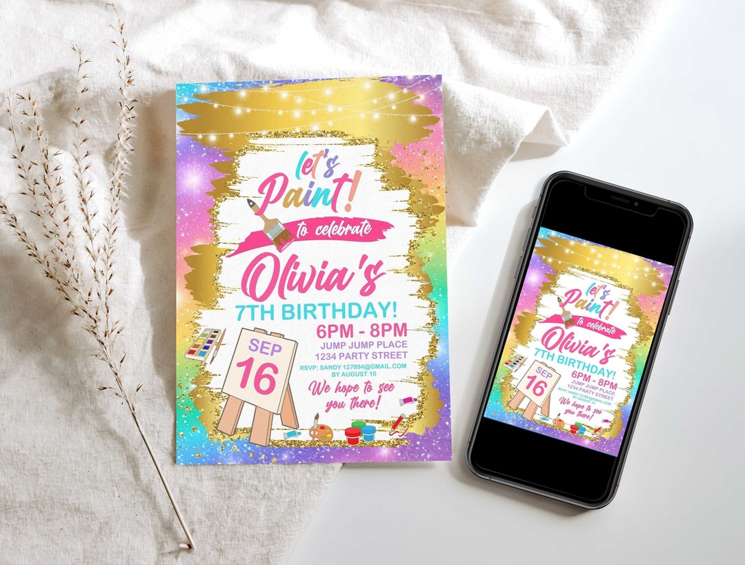 Painting Birthday Invitation Art Birthday Invite Painting - Etsy