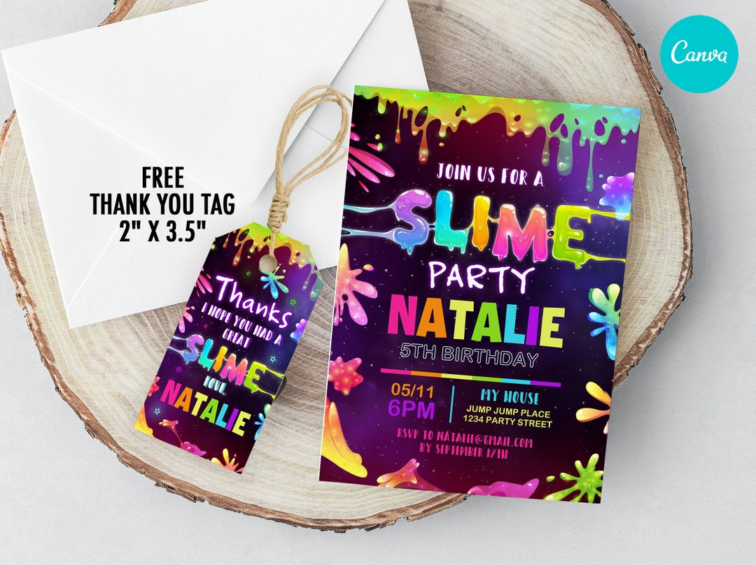 Slime Party Birthday Invitation Slime Invitation Slime Party - Etsy