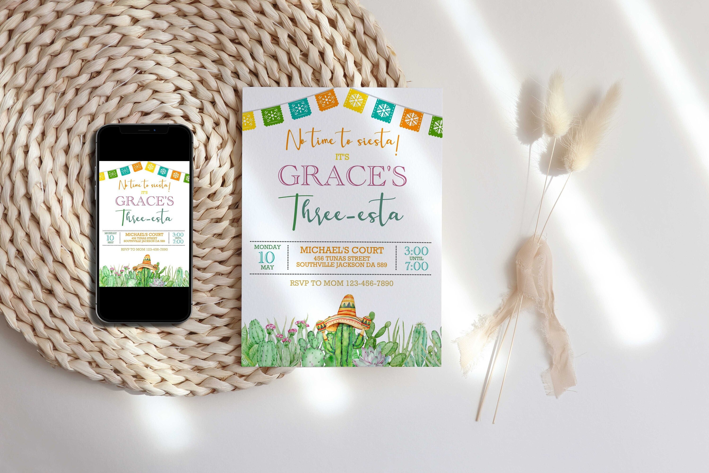 Three Esta Birthday Invite Three Esta Invitation Three-esta - Etsy