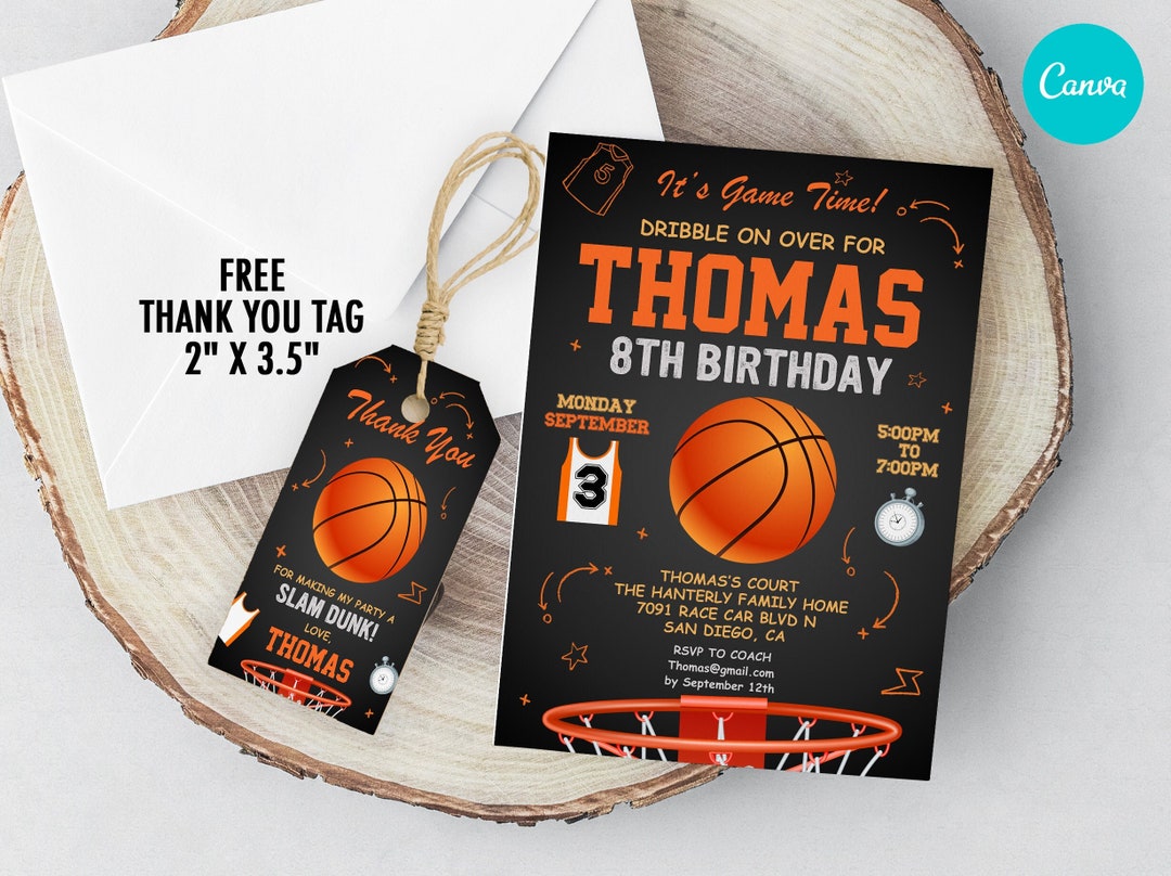 Basketball Birthday Invitation Template Printable Basketball - Etsy