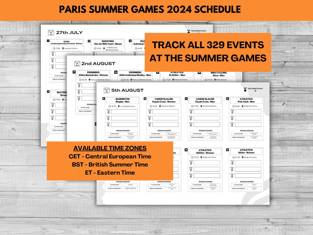 2024 Paris Summer Games Guidebook Track All 329 Events Daily Schedule ...