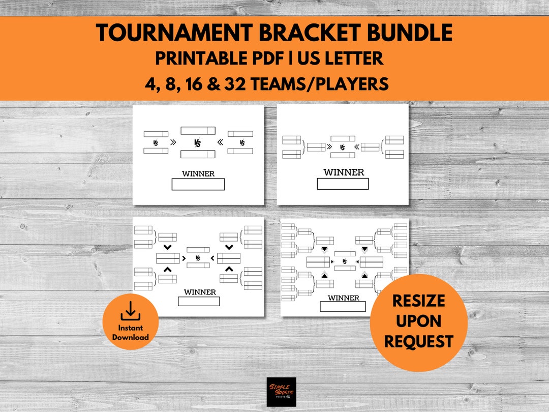 Tournament Bracket Template Knockout Bracket Single Elimination Bundle ...