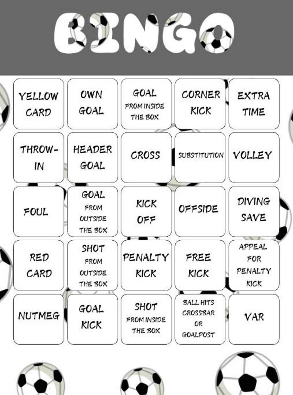 Football BINGO | Soccer BINGO | Football | Soccer | 5x5 Bingo Cards ...