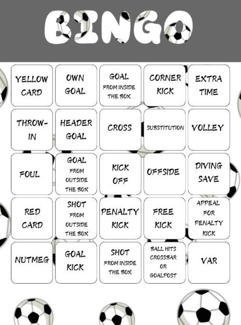 Football BINGO | Soccer BINGO | Football | Soccer | 5x5 Bingo Cards ...