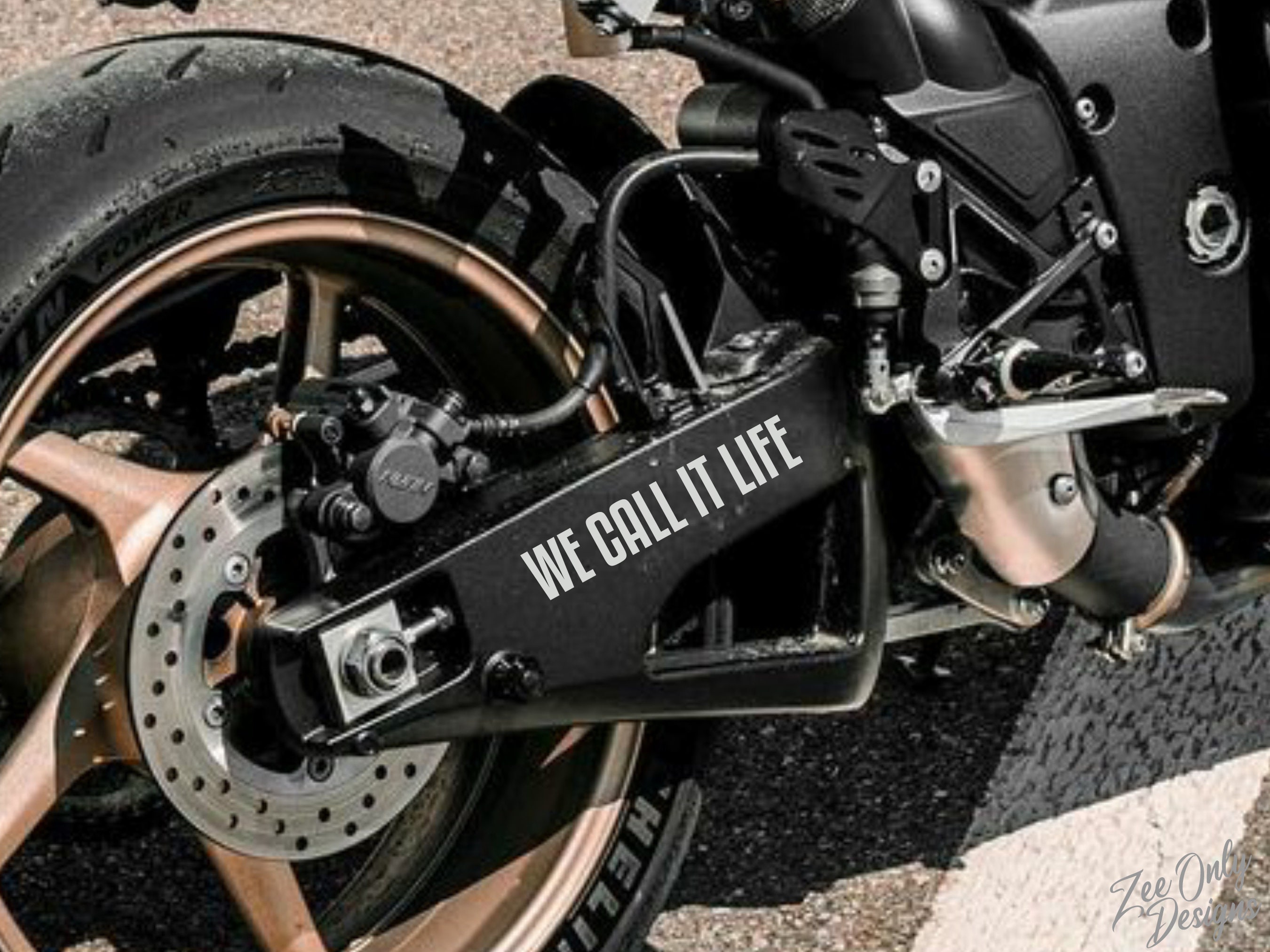 2 Motorcycle Swingarm Custom Text Vinyl Decal Custom Decal for ...