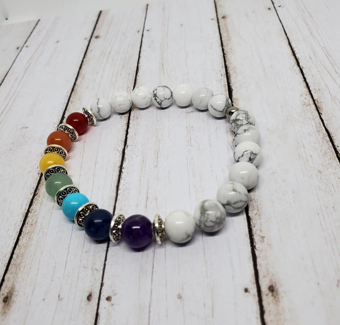 Natural White Howlite Chakra Bracelet. - Etsy