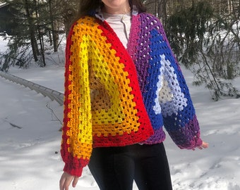 MADE TO ORDER Hexagon Cardigan, Hexi Cardi, Crochet Hexagon Sweater ...