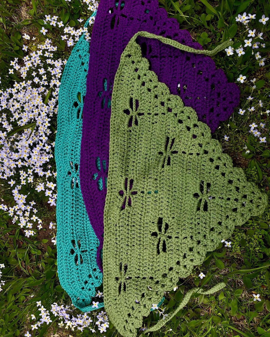 Crochet Bandana, Dragonfly Bandana, Crochet Accessories, Acadia Flower ...