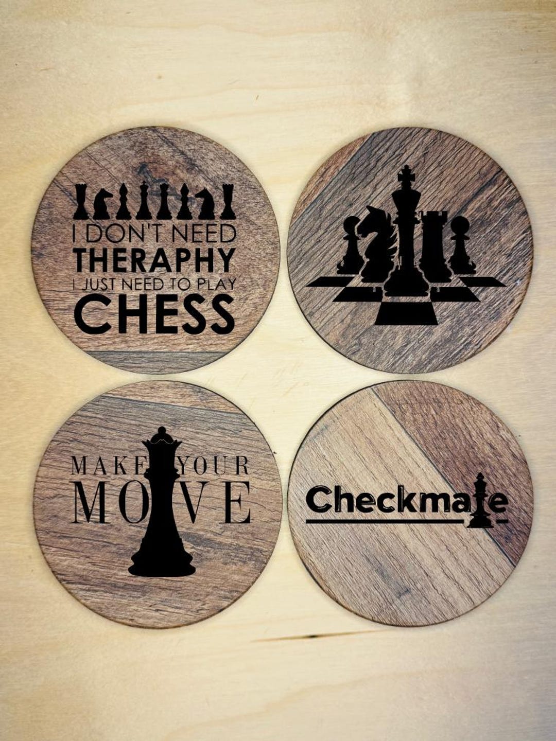 Chess Coaster Set of 4 - Etsy