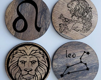 Leo Zodiac Car Accessories Gift Set Birth Sign Coasters, Air Freshener ...