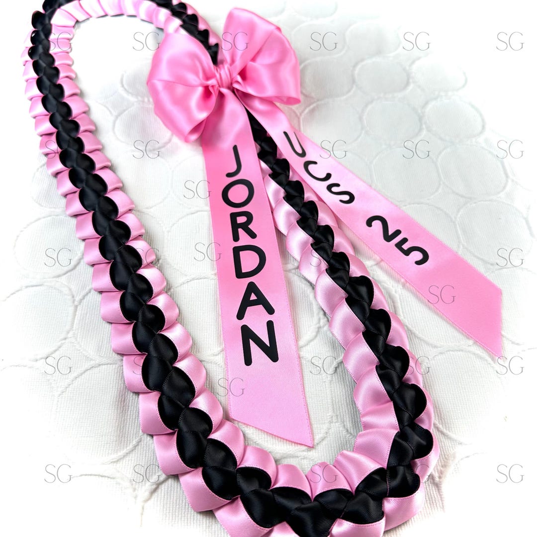 Pink Black Graduation Lei 2025 Kitty Theme Lei Gift With Personalized ...