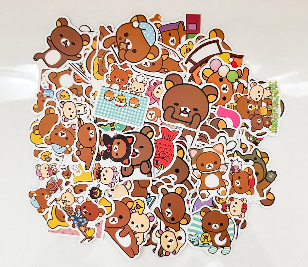100 Pcs Cute Rilakkuma Bear Stickers Brown Bear Sanrio - Etsy