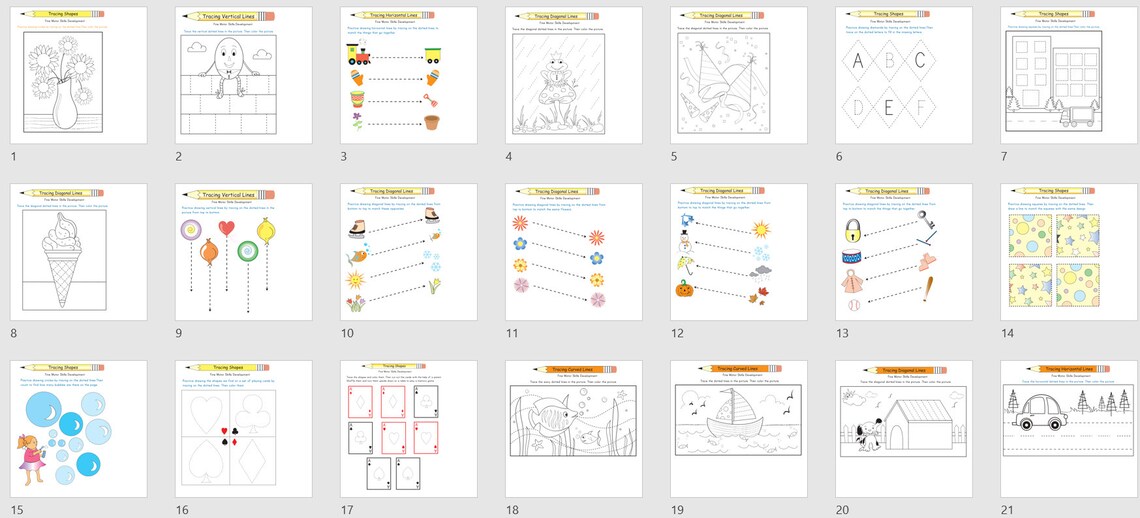 25 Digital Kids' Drawing Exercises Fine Motor Skills Development ...