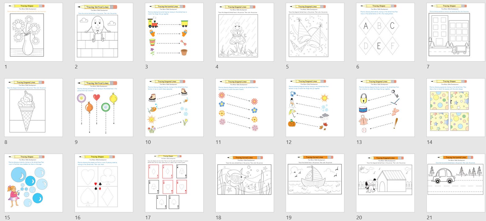 25 Digital Kids' Drawing Exercises Fine Motor Skills Development ...