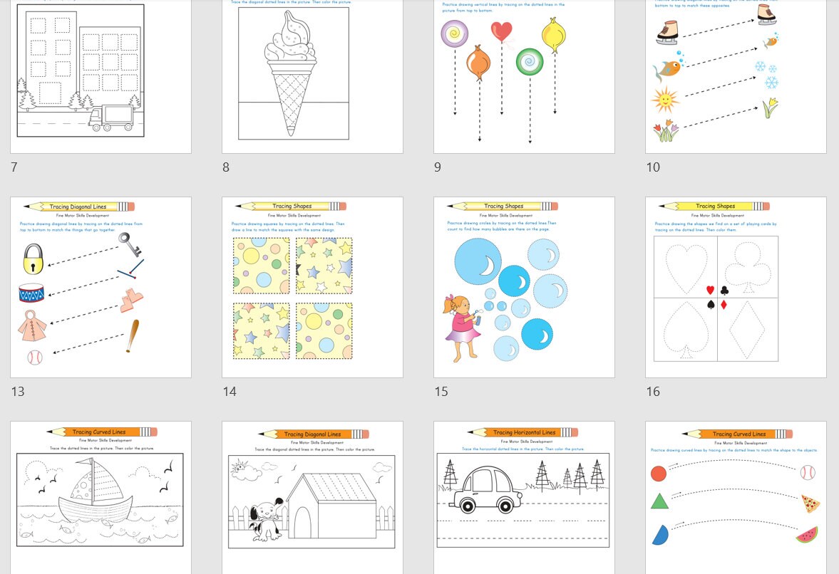 25 Digital Kids' Drawing Exercises Fine Motor Skills Development ...