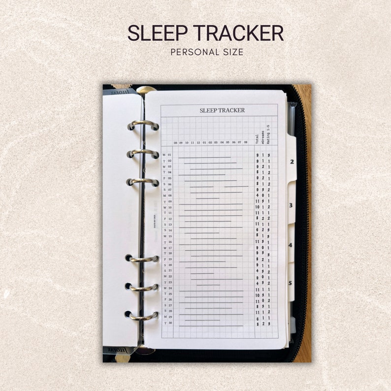 Sleep Tracker, Sleep Log, Personal Rings Inserts, Sleep Rating, Sleep ...