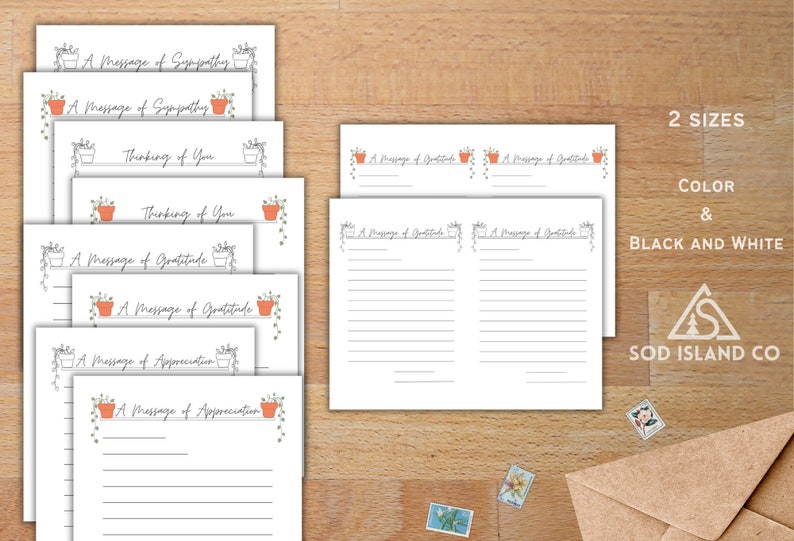 Gratitude Note, Thank You Note Template, Sympathy Note, Printable PDF ...