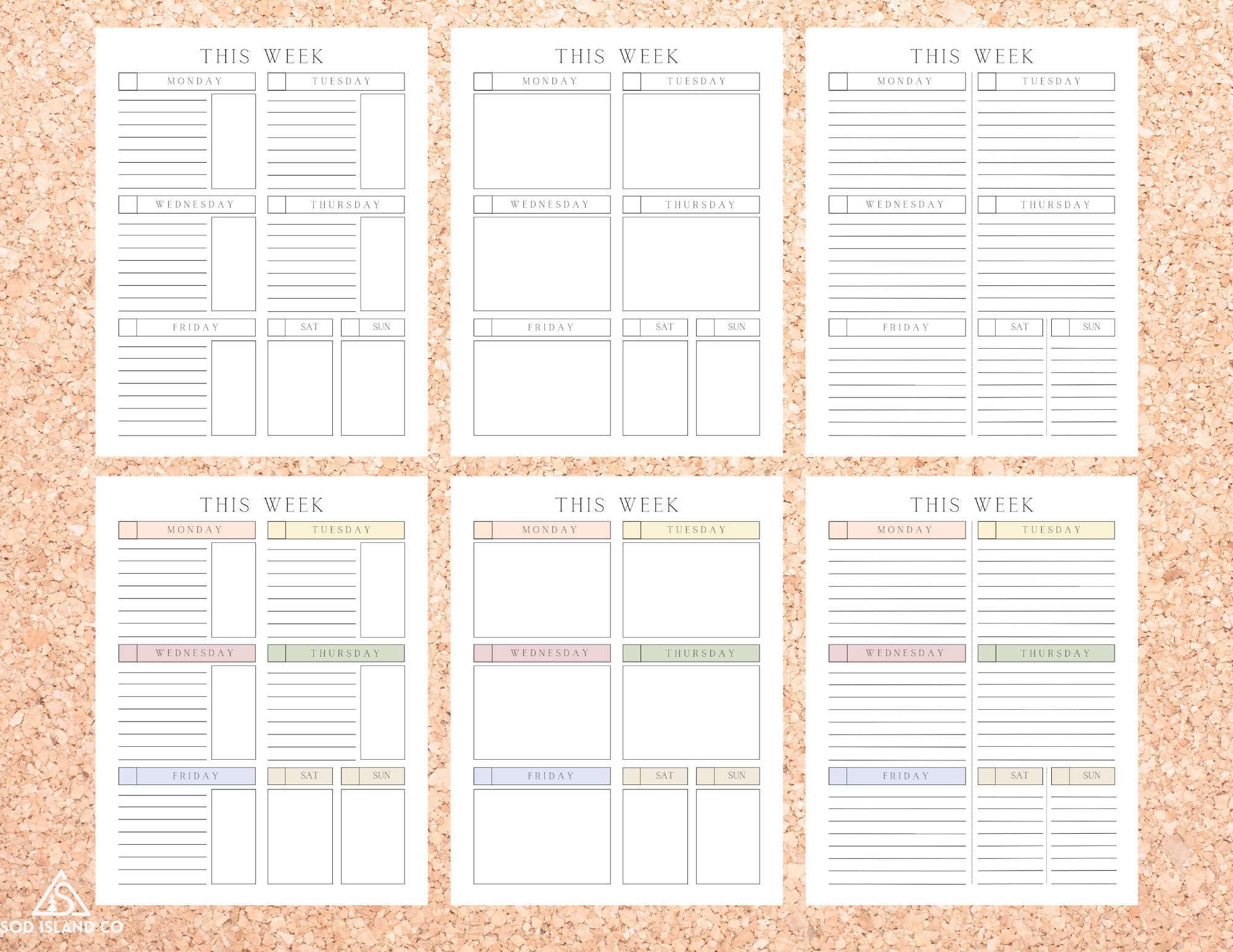 Weekly Planner, Printable PDF Planner, Weekly Log, Color and Black and ...