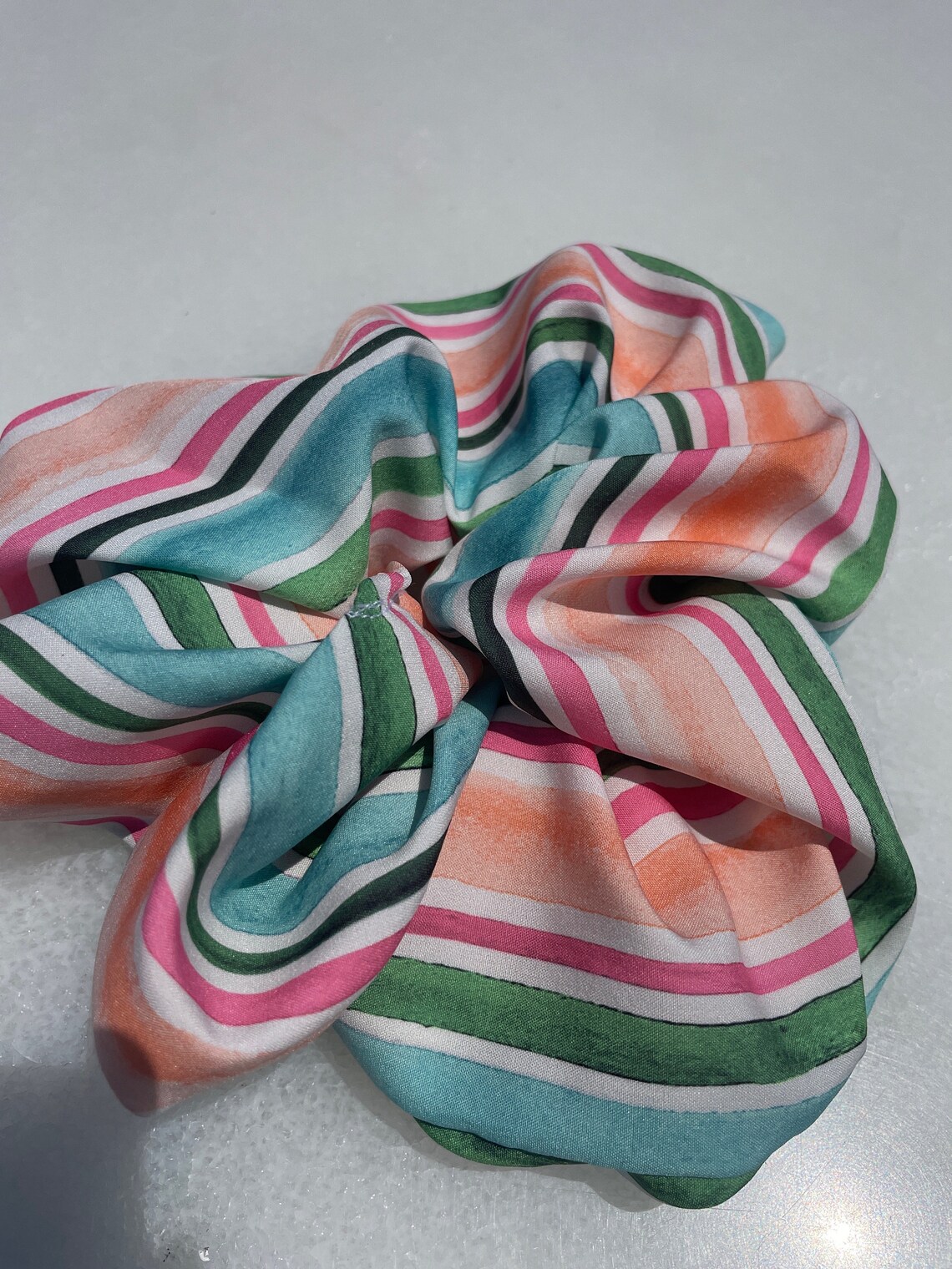 XL, Jumbo, Silky, Rainbow Stripe, Scrunchie- Silky, Fun Elegant- Multi ...