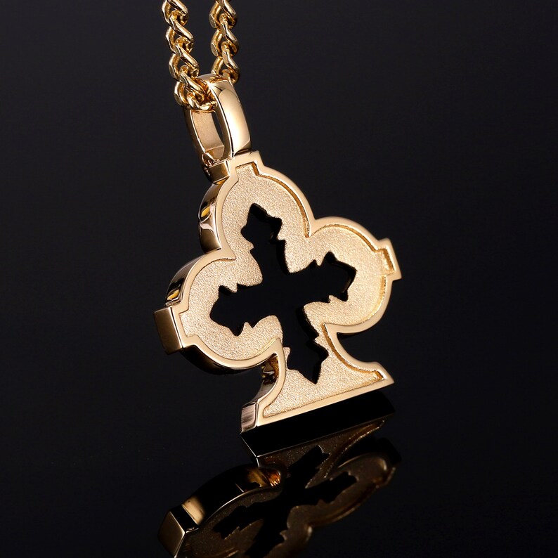 Unique 14k Gold Ace of Clubs Pendant, Natural Black Onyx Cross Pendant ...