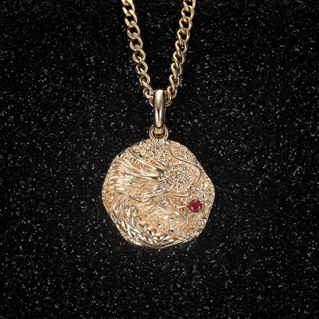 Mystical 3d Embossed Dragon Totem Ruby Pendant, Luck Zodiac Dragon ...