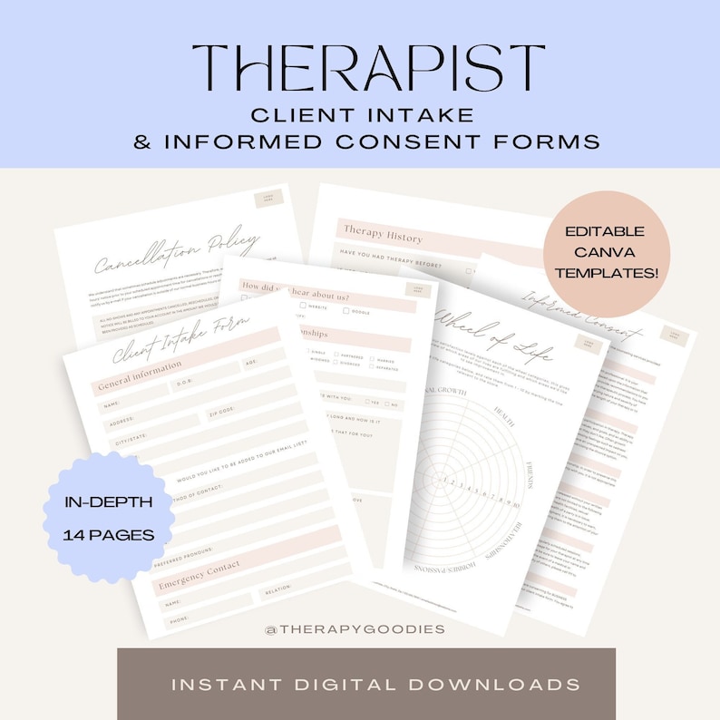 Therapist Client Intake Form for Counseling Psychology Informed Consent ...