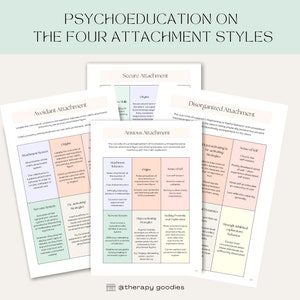 Attachment Theory Worksheets Attachment Styles for Therapist ...