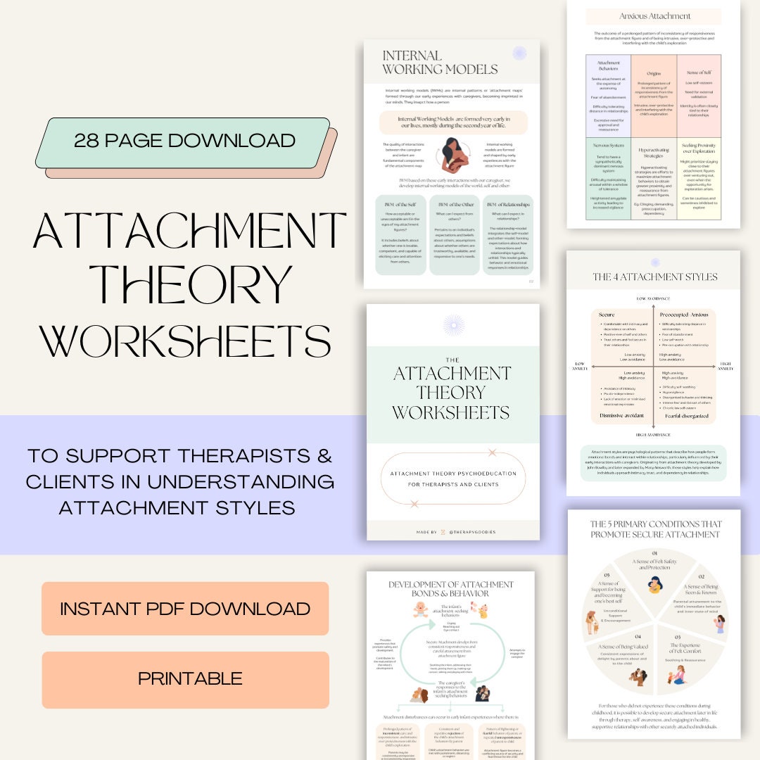 Attachment Theory Worksheets Attachment Styles for Therapist ...