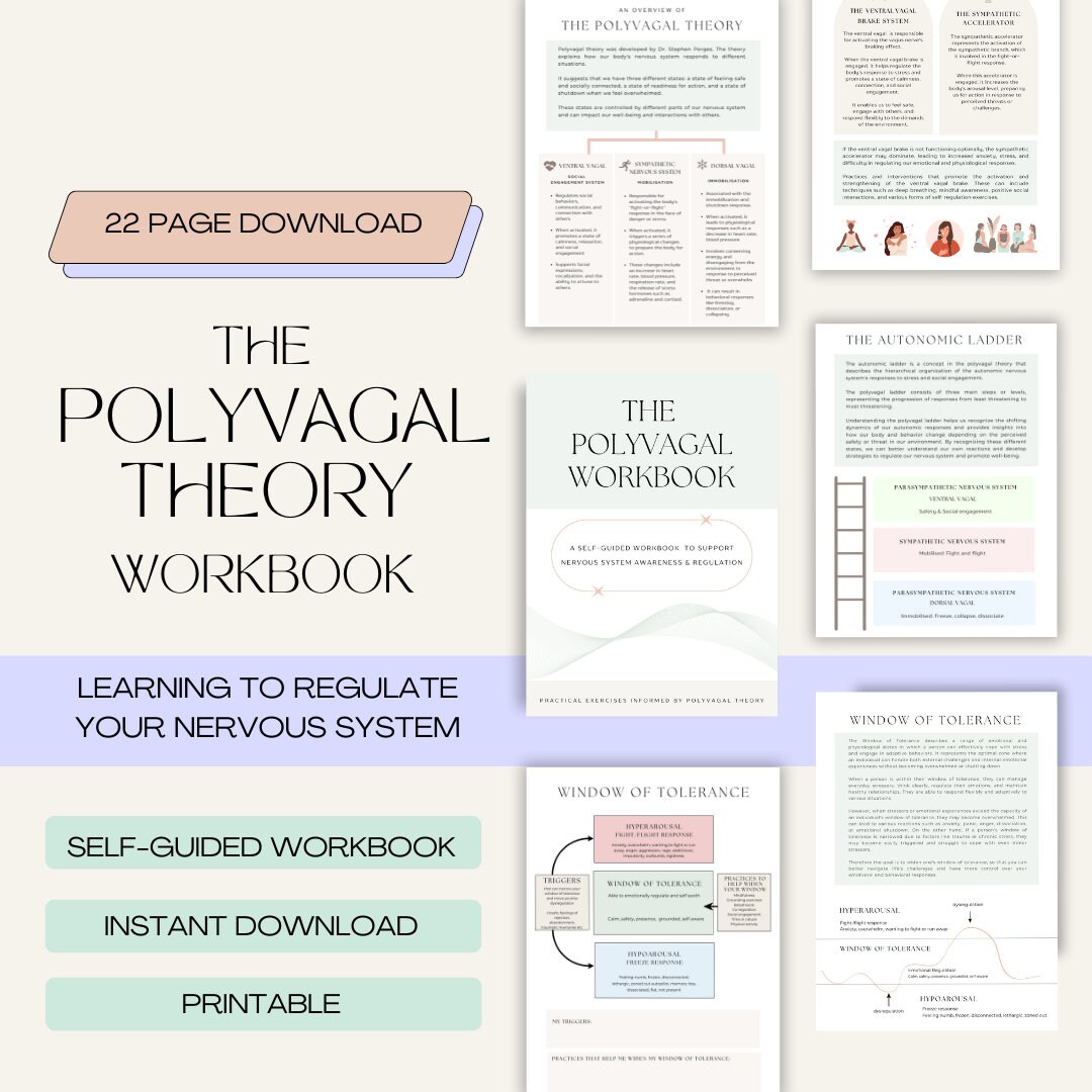 Polyvagal Theory Workbook for Nervous System Regulation Worksheets for ...