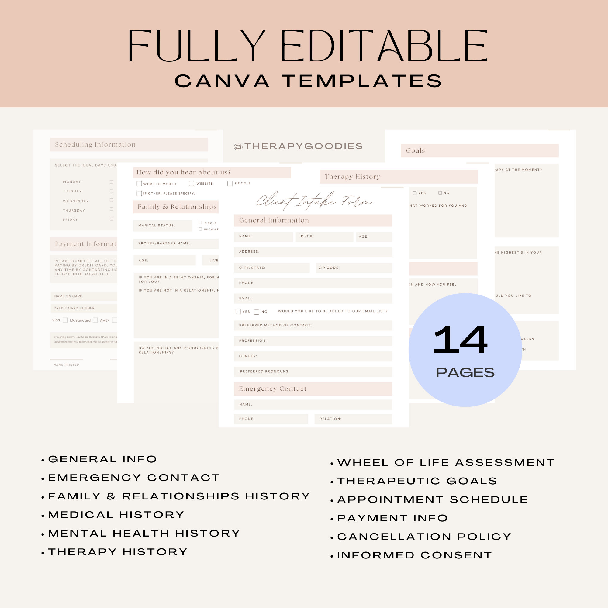 Therapist Client Intake Form for Counseling Psychology Informed Consent ...