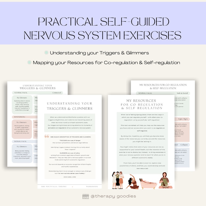 Polyvagal Theory Workbook for Nervous System Regulation Worksheets for ...