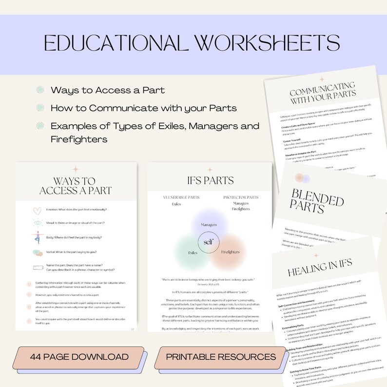 Internal Family Systems Workbook IFS Worksheets for Parts Exploration ...