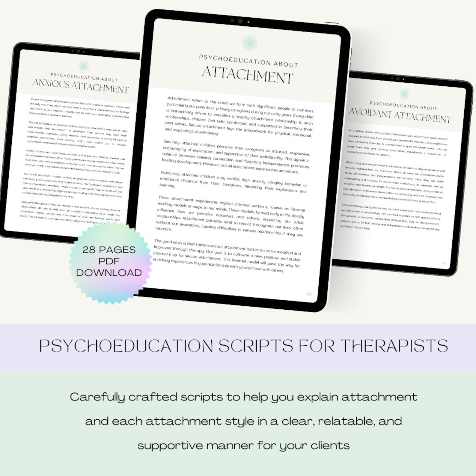 Attachment Theory Worksheets Attachment Styles for Therapist ...
