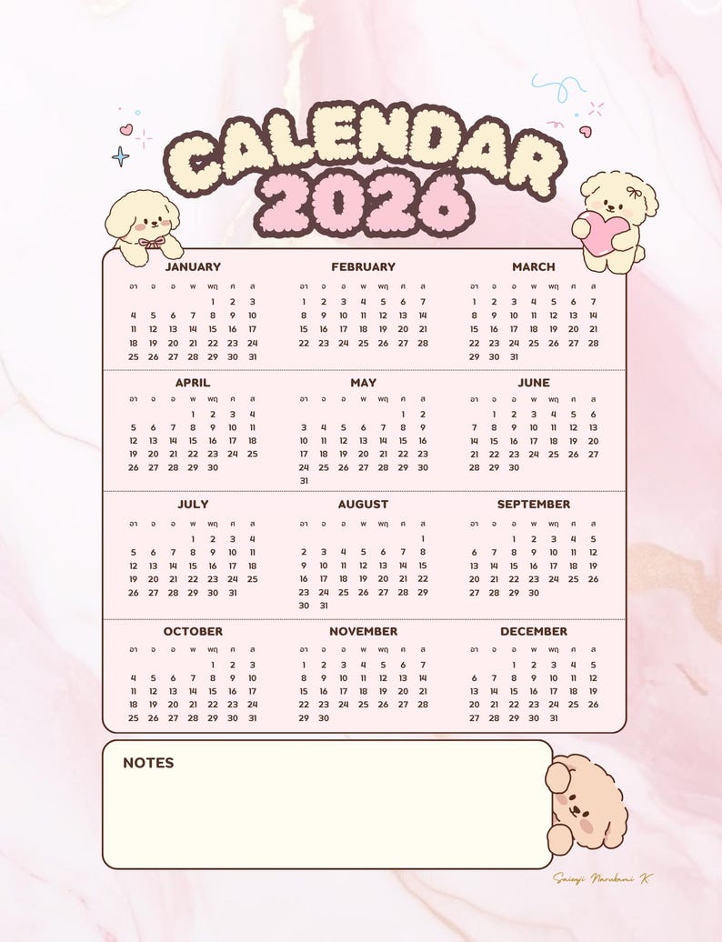 Kawaii Pink 2026 Planner, Canva Editable, Daily Weekly Monthly (digital ...