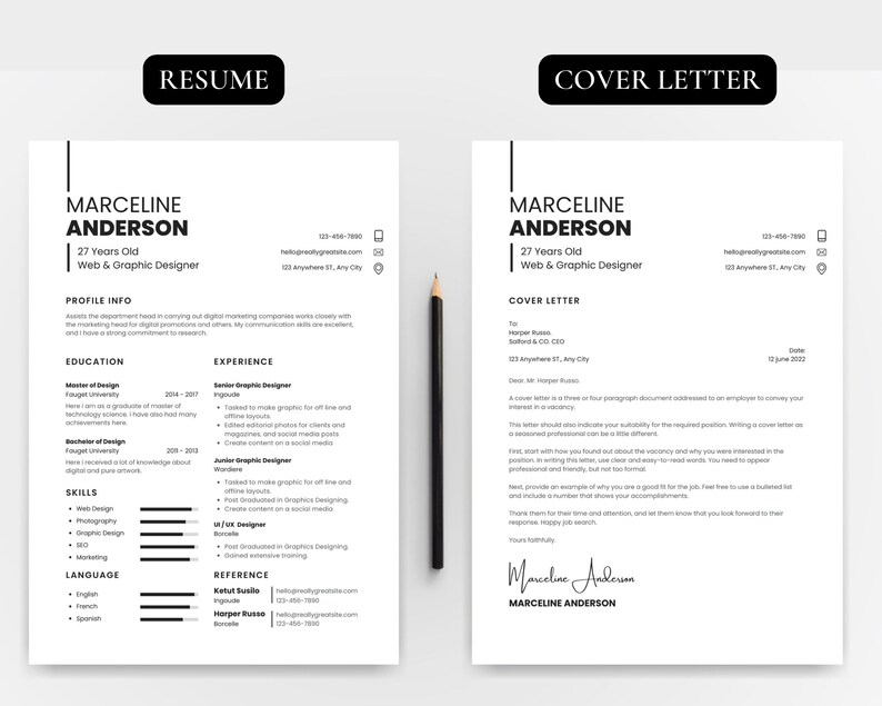 Resume Template Modern Resume Template Canva Editable - Etsy