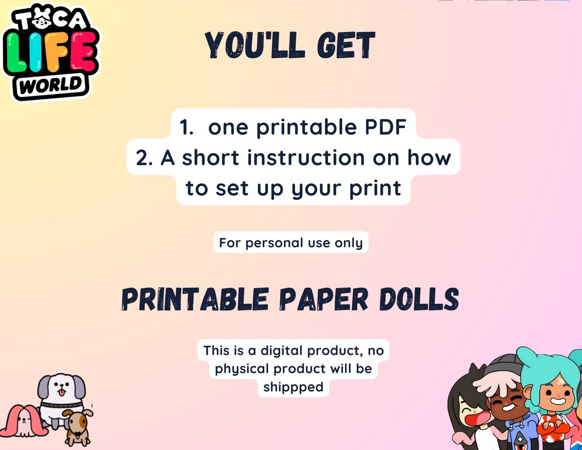 Toca Boca Paper Doll Printable: Winter Clothing Wardrobe (digital ...