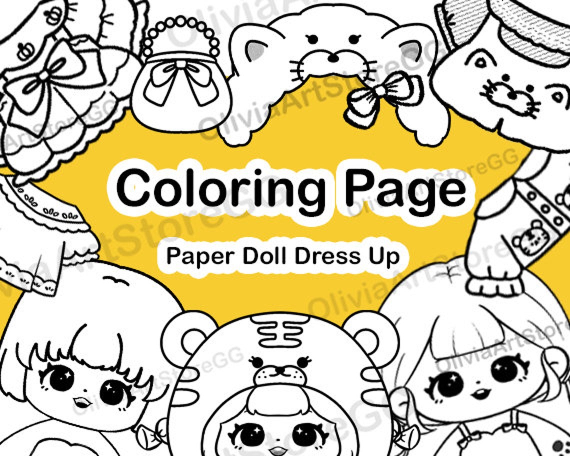 Printable Paper Doll Coloring Page for Kids Paper Doll Dress up Game ...