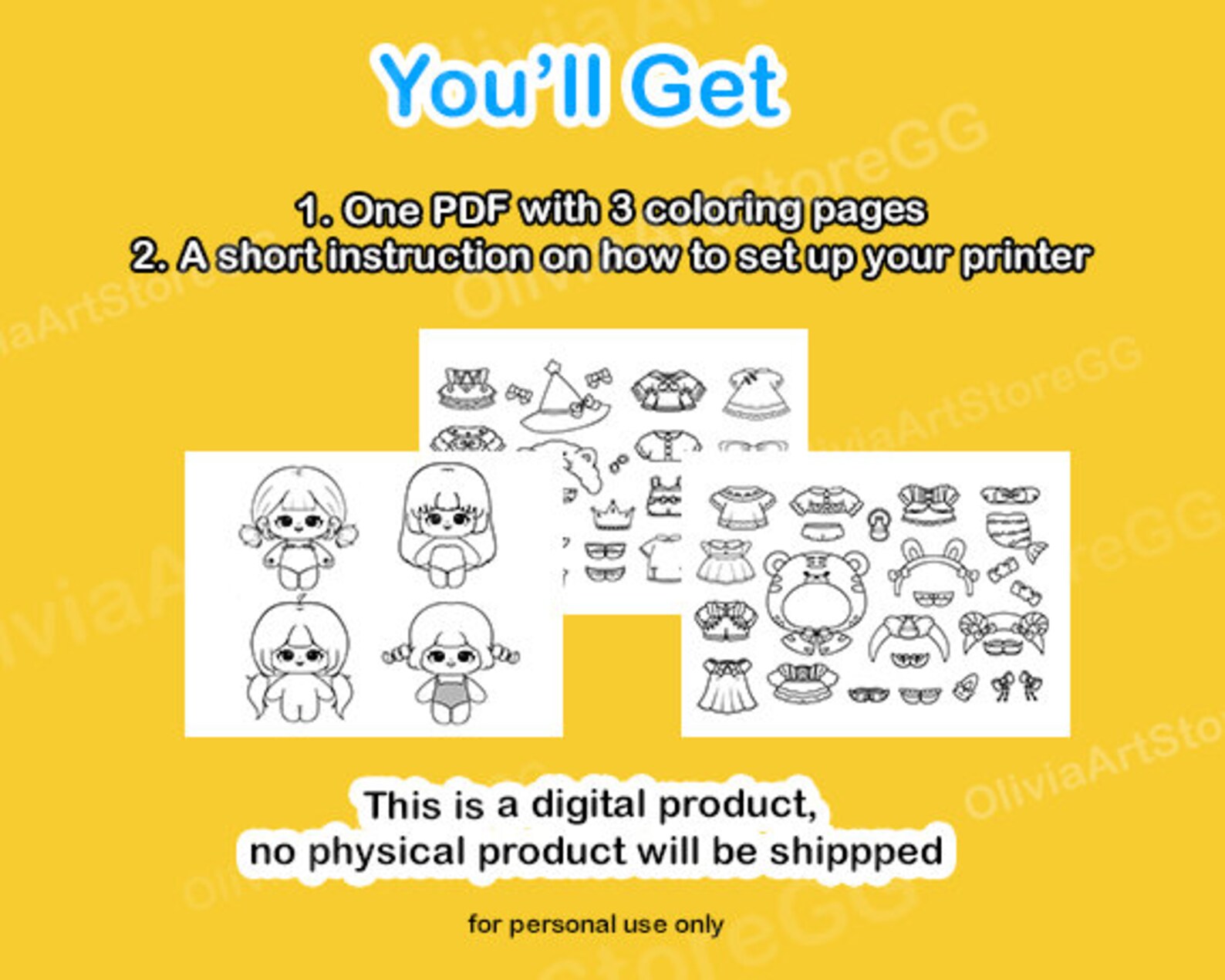 Printable Paper Doll Coloring Page for Kids Paper Doll Dress up Game ...