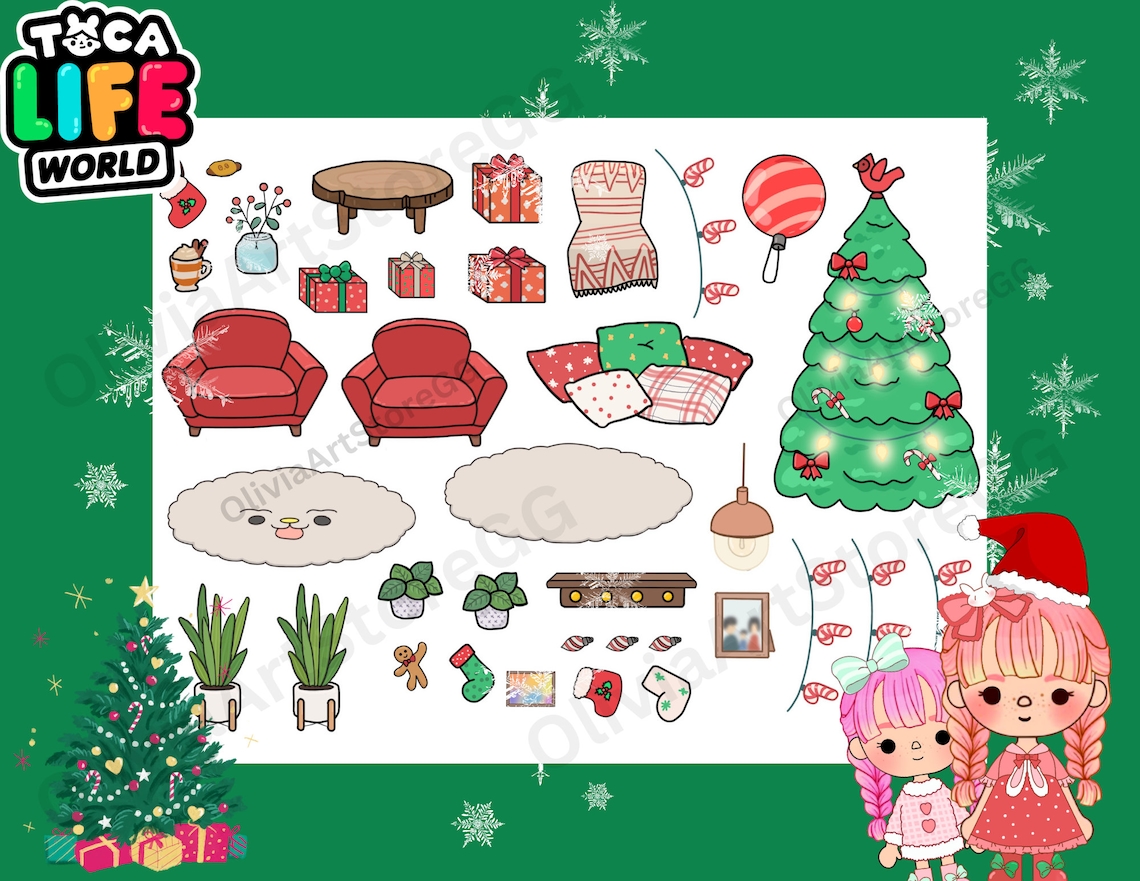 Printable Toca Boca Christmas Gifts Themed Paper Doll House Quiet Book ...