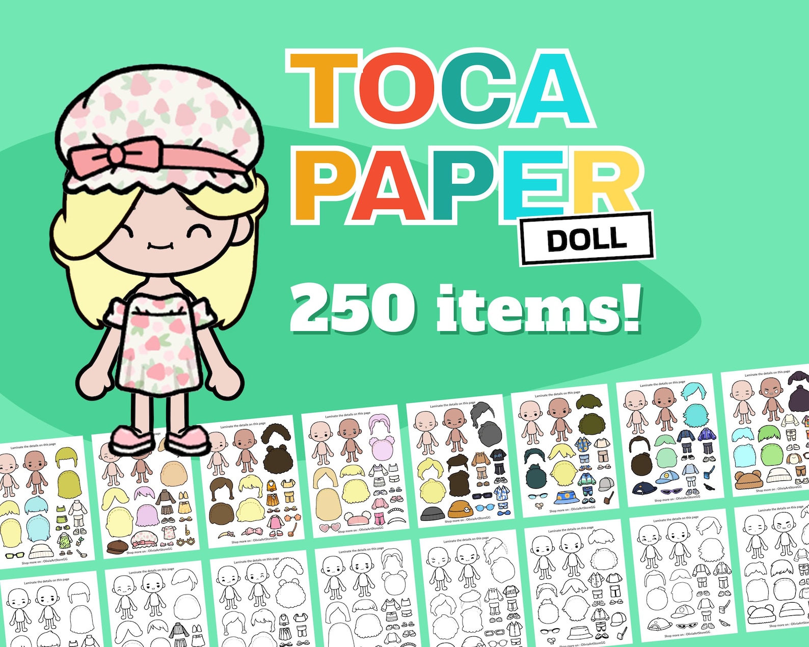 Toca Boca Paper Doll Kit: 32 Characters, 48 Outfits (digital Download ...
