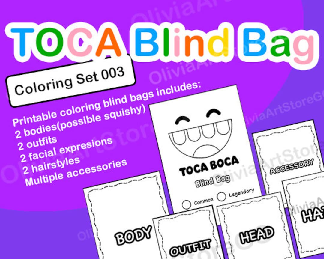 Toca Boca Blind Bag Coloring Page DIY Set (digital Download) - Etsy