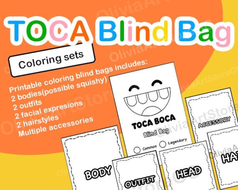 Toca Boca Blind Bag Coloring Page: DIY Set 001 (PDF Pattern) - Etsy