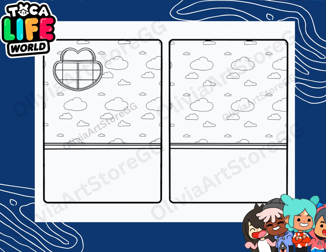 Uncolored Toca Boca Paper Doll House With Furniture Toca Boca Paper ...